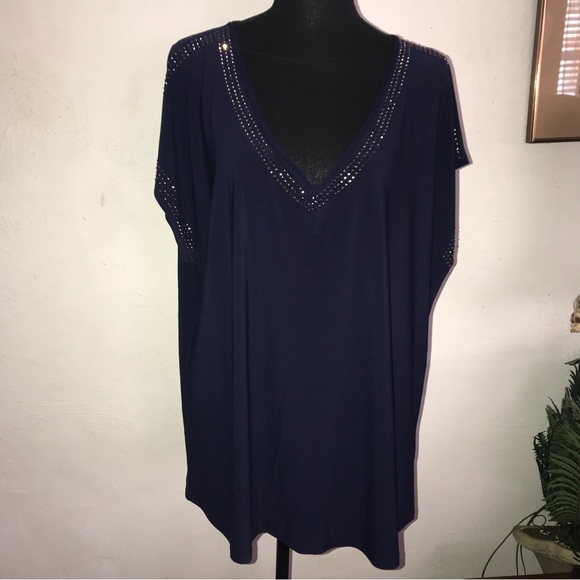 Lavish | Tops | Lavish Blue Womens Embillished Plus Size Xl | Poshmark